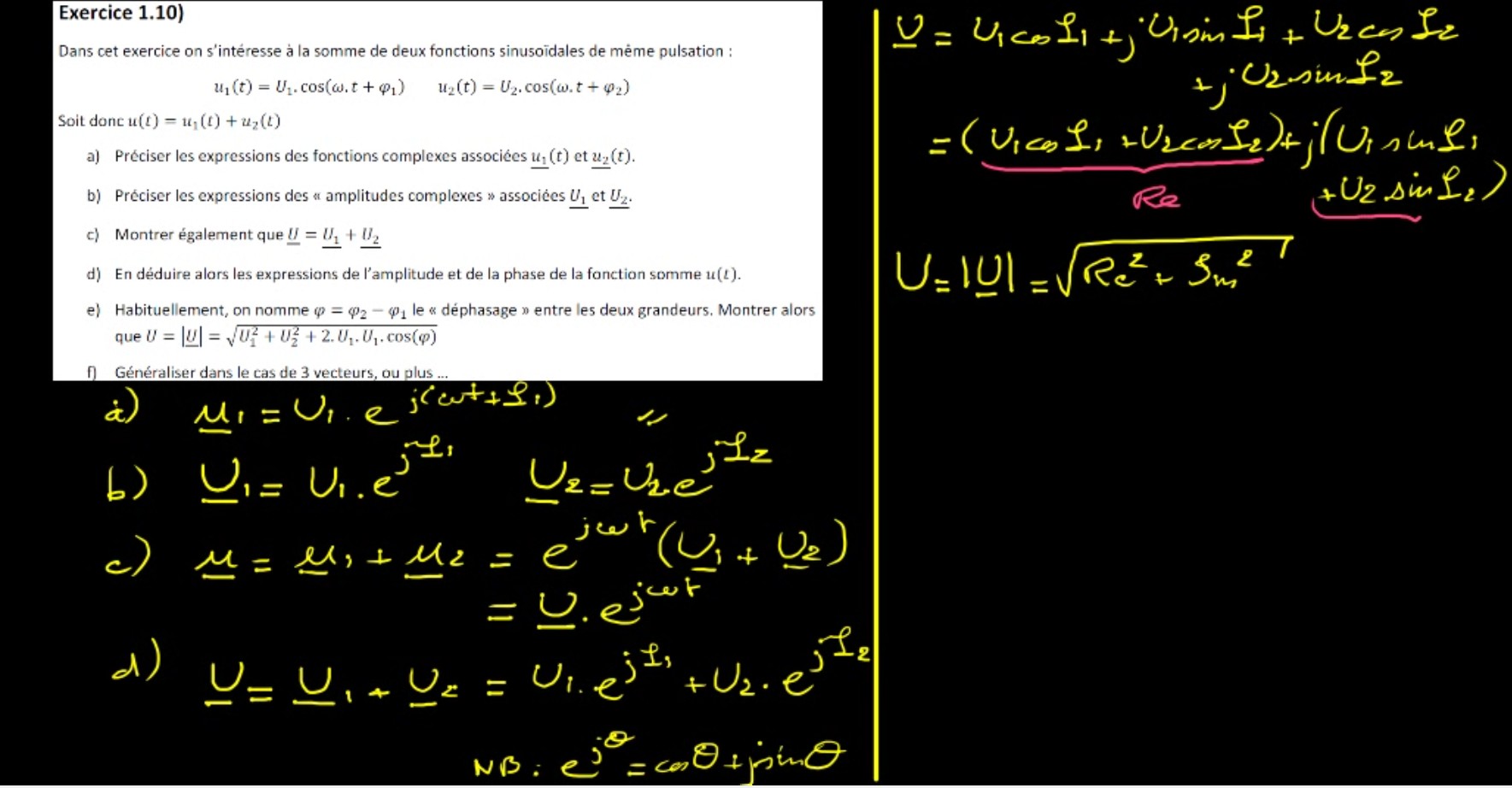 MediaPOD - Exercices 1-8 À 1-10 : Exponentielle Complexe