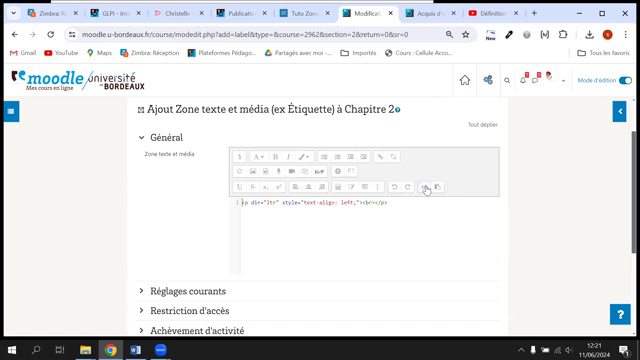 MediaPOD - Autoformation Moodle - Zone De Texte Et Média